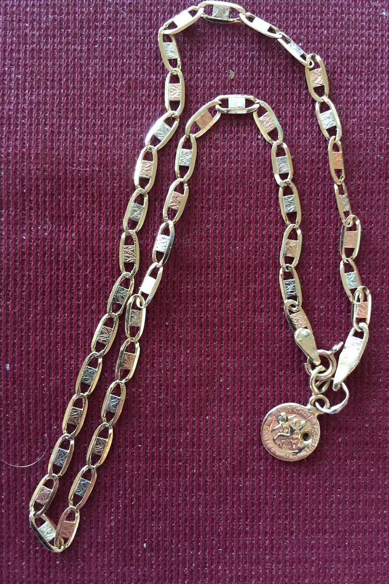 Vintage 14k Solid Yellow Gold Engraved Large Link Bracelet W/ - Etsy