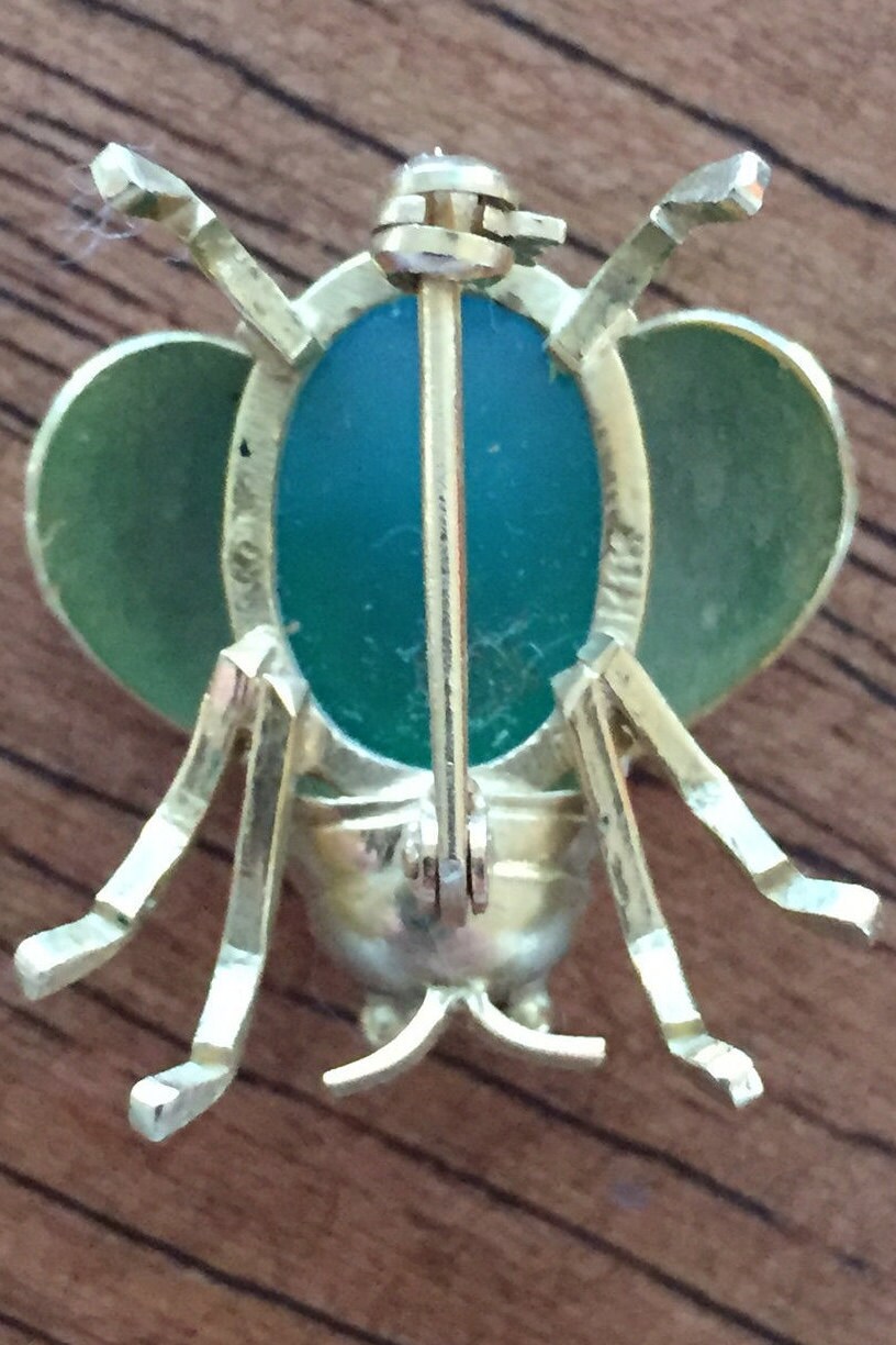 Vintage 18k SOLID Gold Jade Beetle Pin Brooch 20x20 Mm 6.24 | Etsy