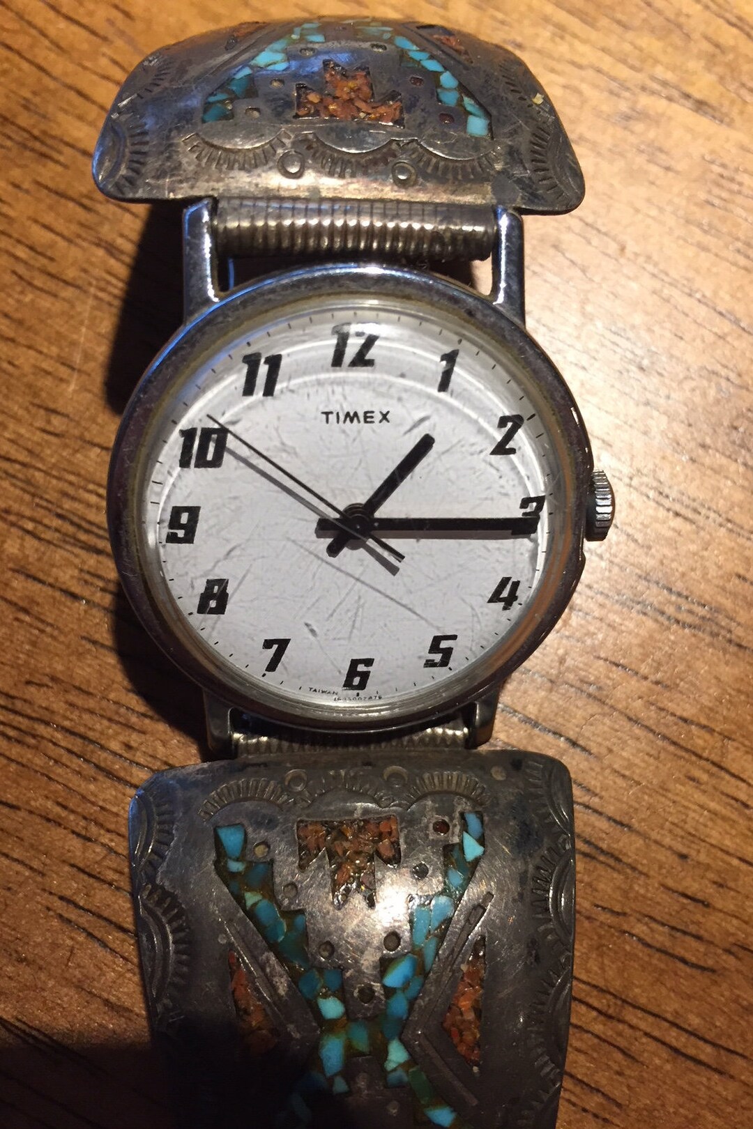 Vintage Timex/navajo Watch Unisex 34mm W/ Custom SILVER Flex Bracelet ...