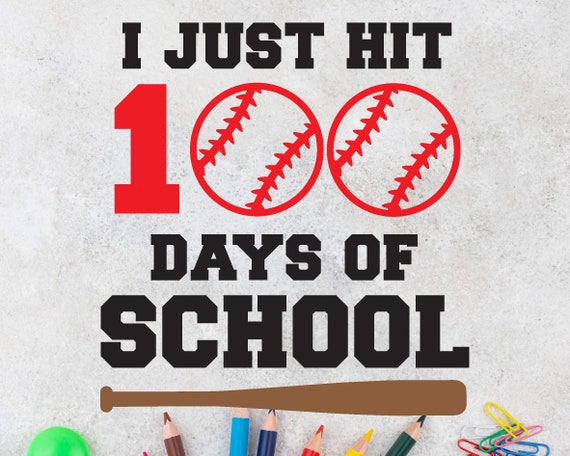 I Just Hit 100 Days of School Svg Boy Baseball SVG 100th Day | Etsy