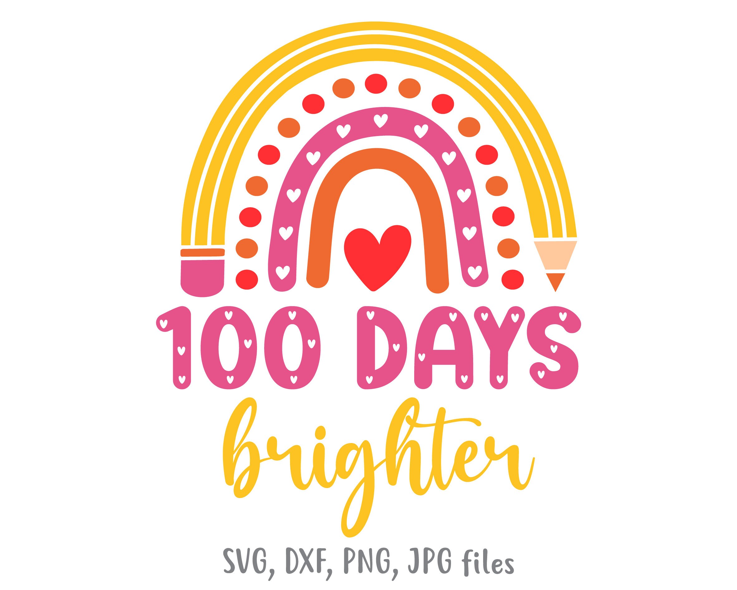 100 Days Brighter Svg Girl 100th Day Of School Svg 100 Days Etsy