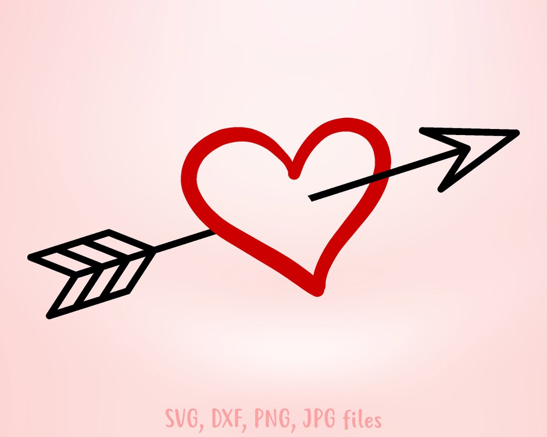 Heart With Arrow Svg, Valentines Day Svg, Hand Drawn Heart Svg, Love ...