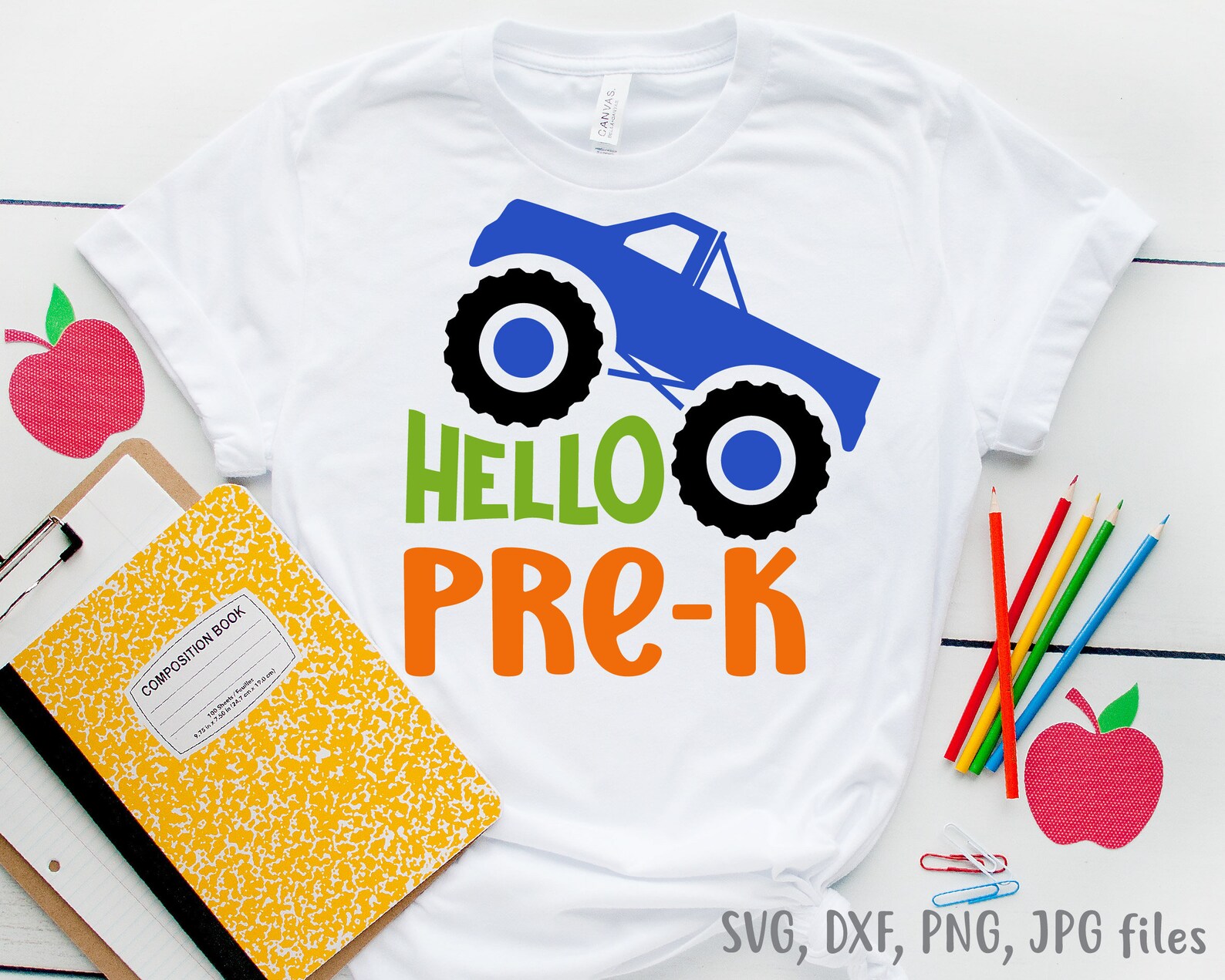 Hello Pre-k Boy SVG Pre-k Monster Truck Svg Boy First Day of - Etsy
