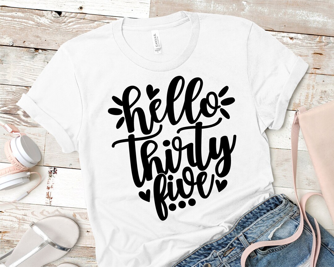 Hello Thirty Five Svg, 35th Birthday Svg, Hello 35 Svg, 35 Years Old ...