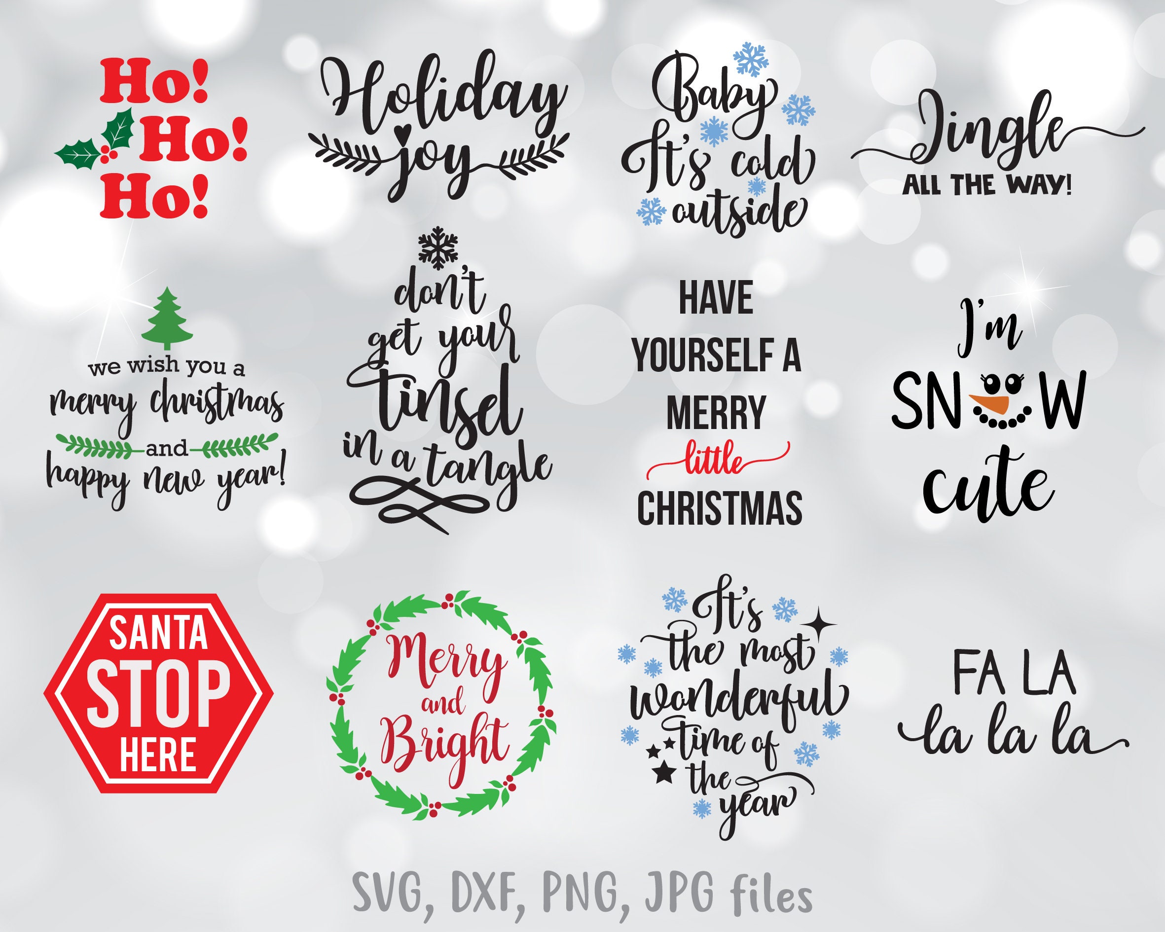 Christmas Svg Bundle Set of 40 Christmas Svg Designs Holiday | Etsy