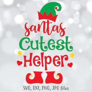 Santa's Cutest Helper SVG, Kids Christmas Shirt Design (digital Files ...