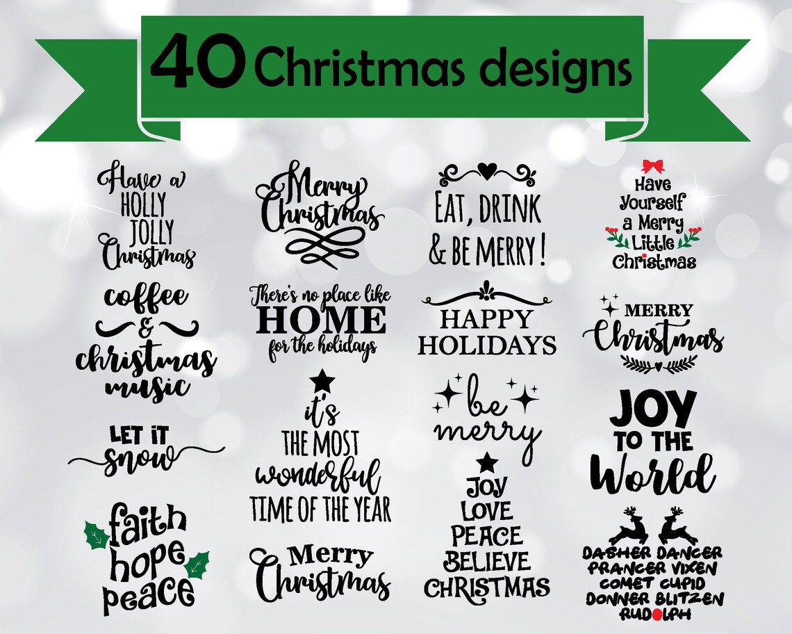 Christmas Svg Bundle Set of 40 Christmas Svg Designs Holiday - Etsy