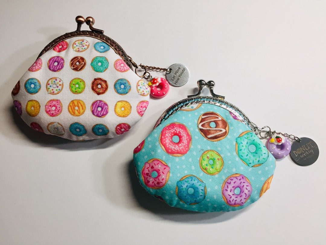 Cute Donuts Puns Let's Eat Hole Food Handsewn Coin Purses With Keychain ...