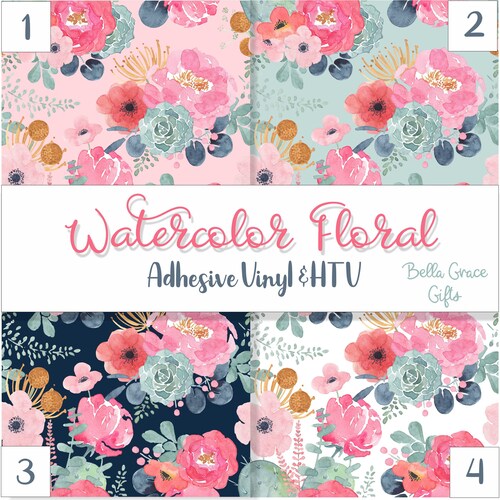 Pink Garden Floral Pattern Vinyl Flowers Printed Vinyl | Etsy