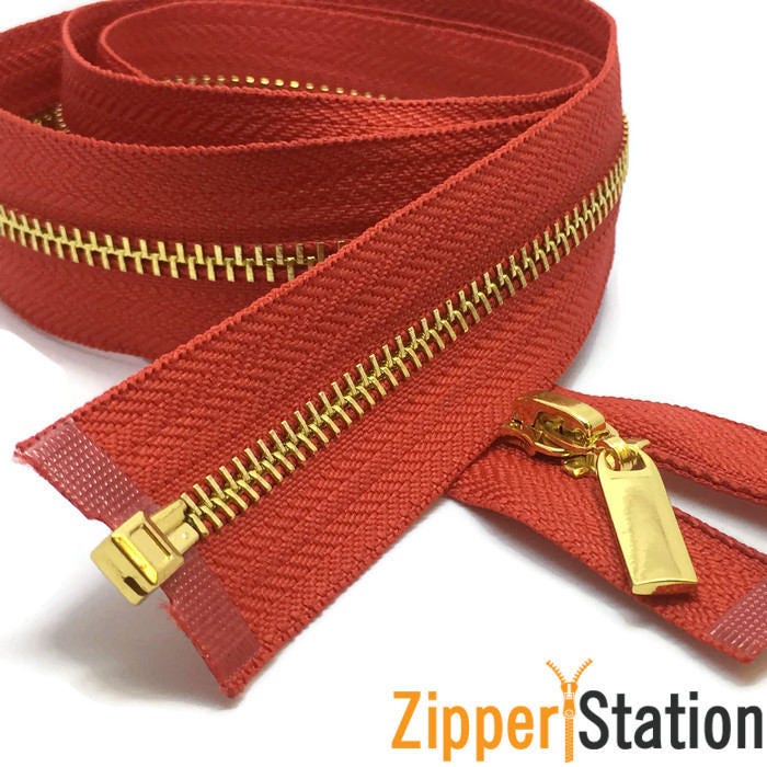 OPEN END Metal Polished Gold Teeth Zips No 3 Weight Zip - Black, White ...