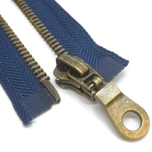 No8 HEAVY DUTY Antique Brass Metal Zips - Black, Brown, Green and Grey ...