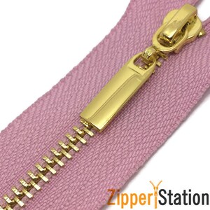 Metal Polished Gold Teeth Zips No 3 Weight Zip - Closed End (PG3CE ...