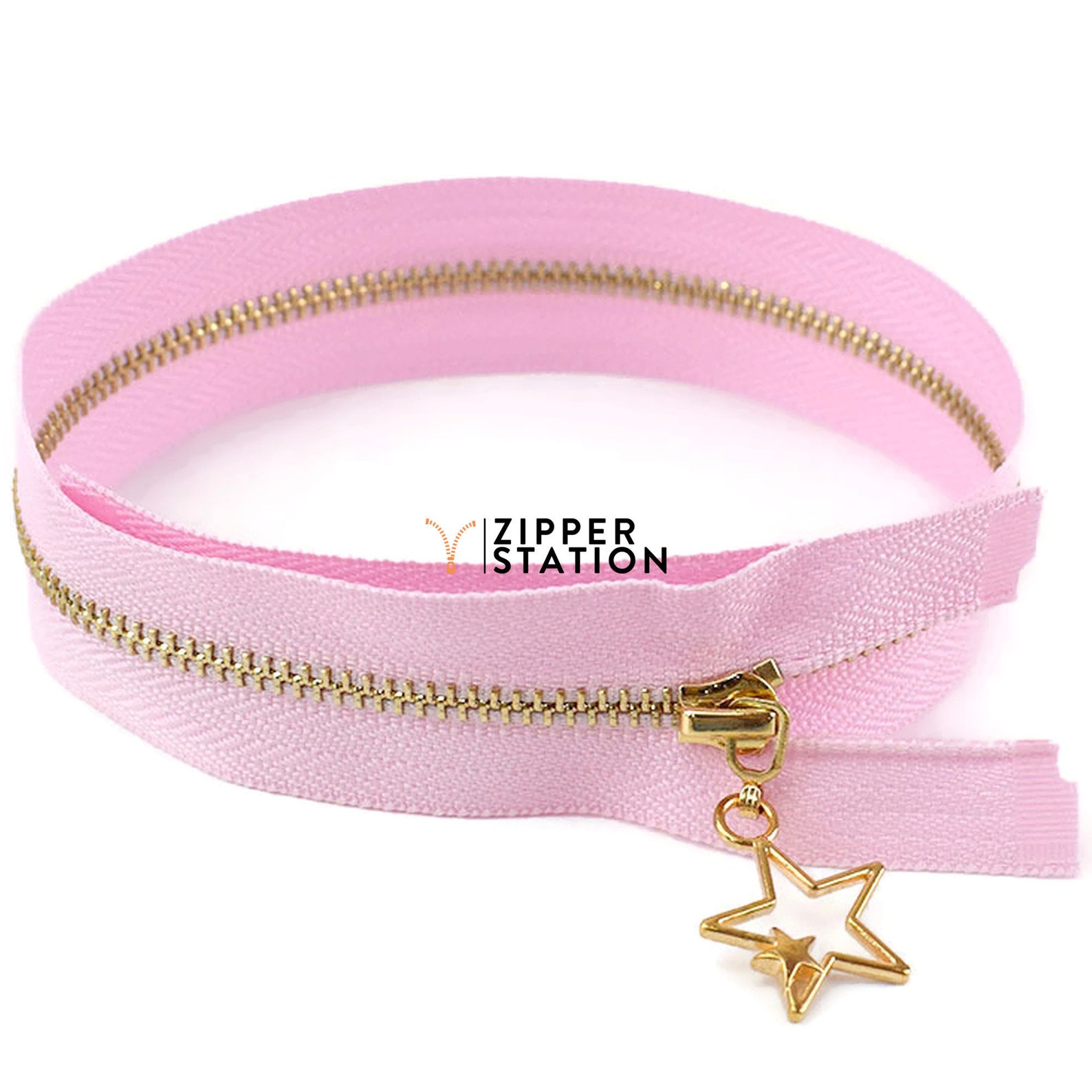 Closed End #3 Zips With Star Pull - Gold Teeth No3 Weight Zipper - Etsy UK