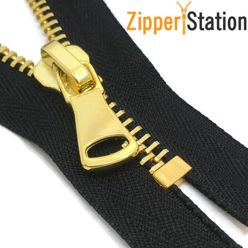 Heavy Duty No 8 Polished Gold Teeth Zip Metal Closed End | Etsy