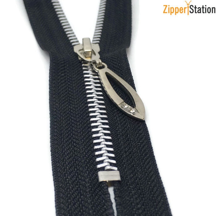 No5 CLOSED END Metal Polished Silver Teeth Zips. Black Zip - Etsy UK