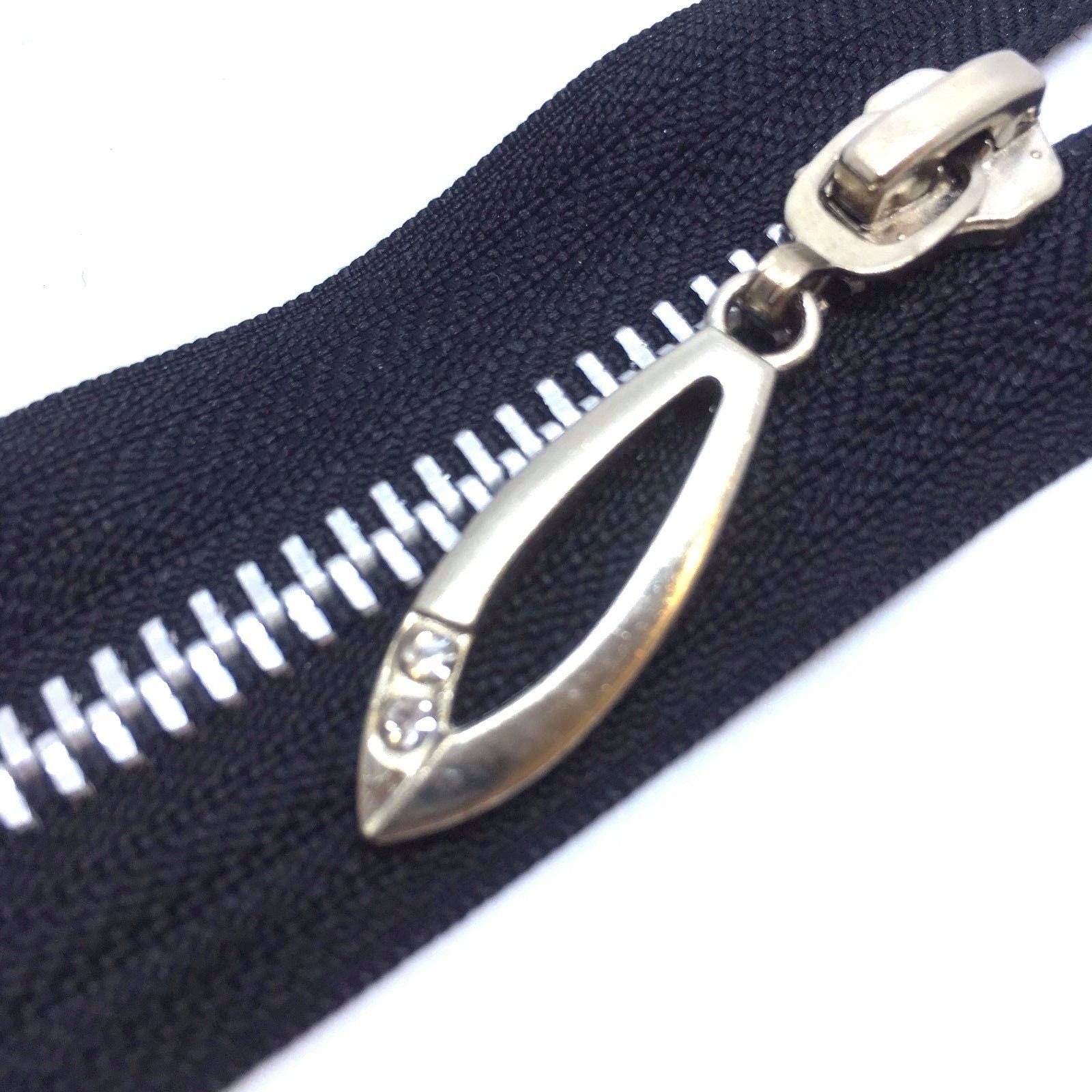 No5 CLOSED END Metal Polished Silver Teeth Zips. Black Zip - Etsy UK