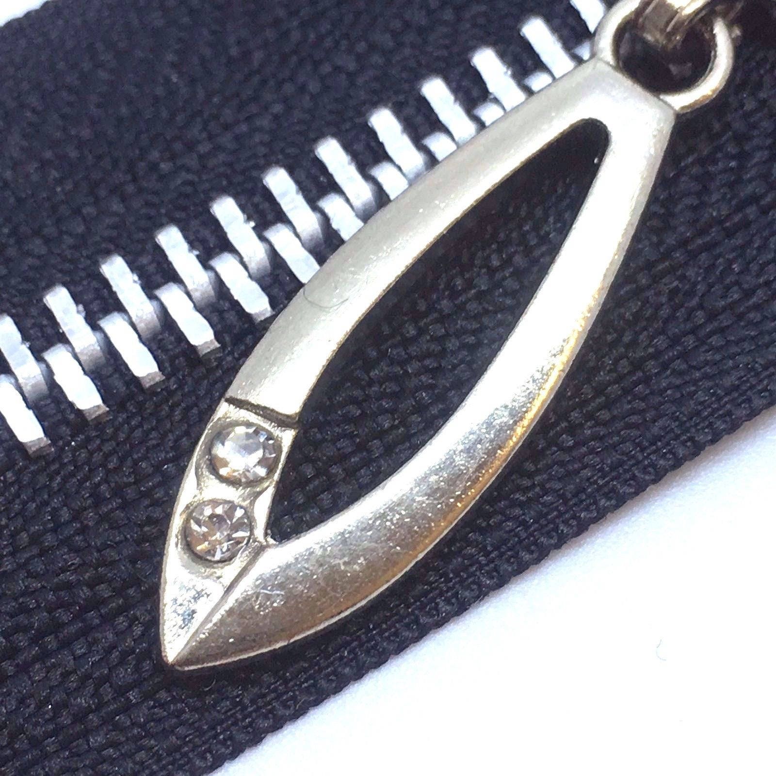 No5 CLOSED END Metal Polished Silver Teeth Zips. Black Zip - Etsy UK