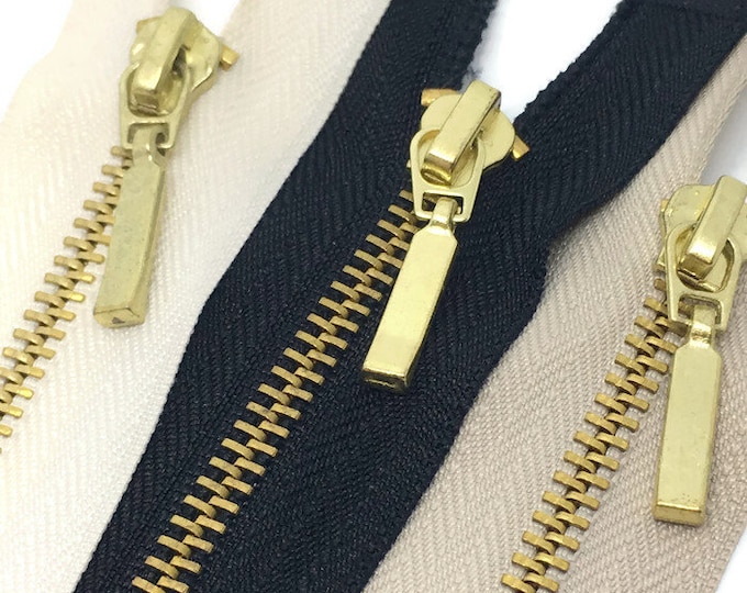 Heavy Duty No 8 Polished Gold Teeth Zip Metal Closed End Zipper PG8CE ...
