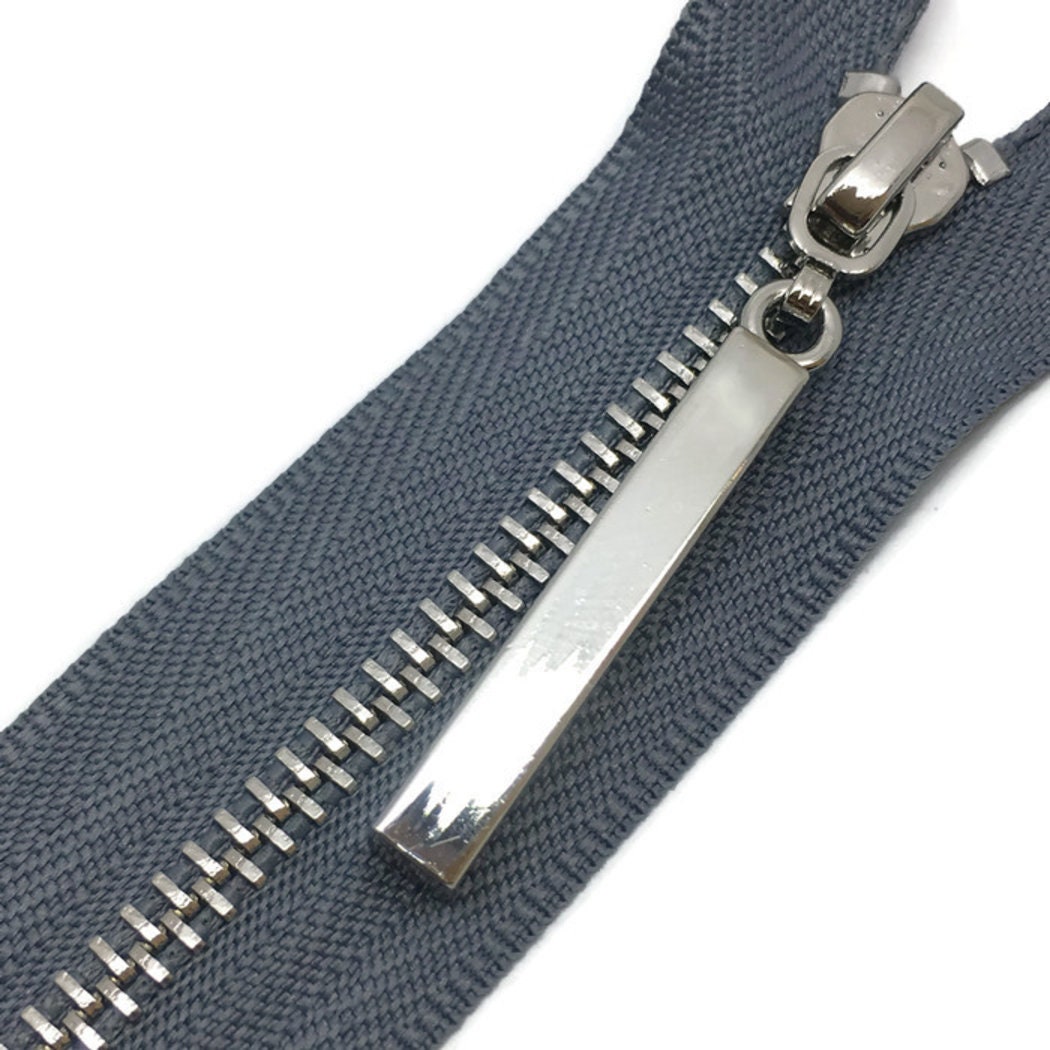 OPEN END Metal Polished Silver Teeth Zips No 3 Weight Zipper - (PS3OE ...