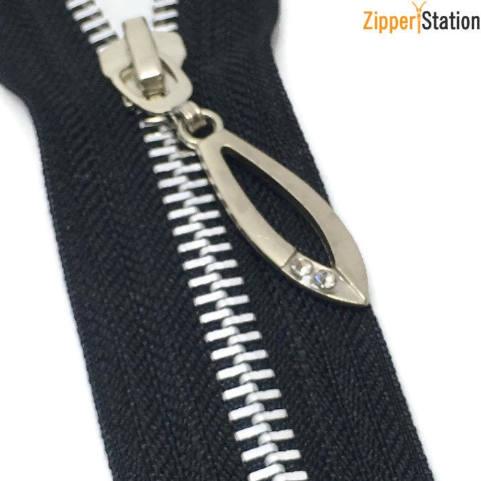 No5 CLOSED END Metal Polished Silver Teeth Zips. Black Zip - Etsy UK