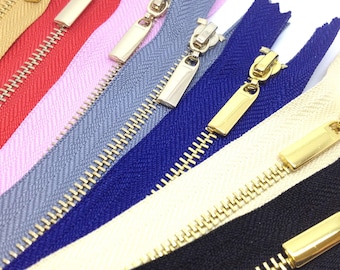 Heavy Duty No 8 Polished Gold Teeth Zip Metal Closed End Zipper PG8CE ...