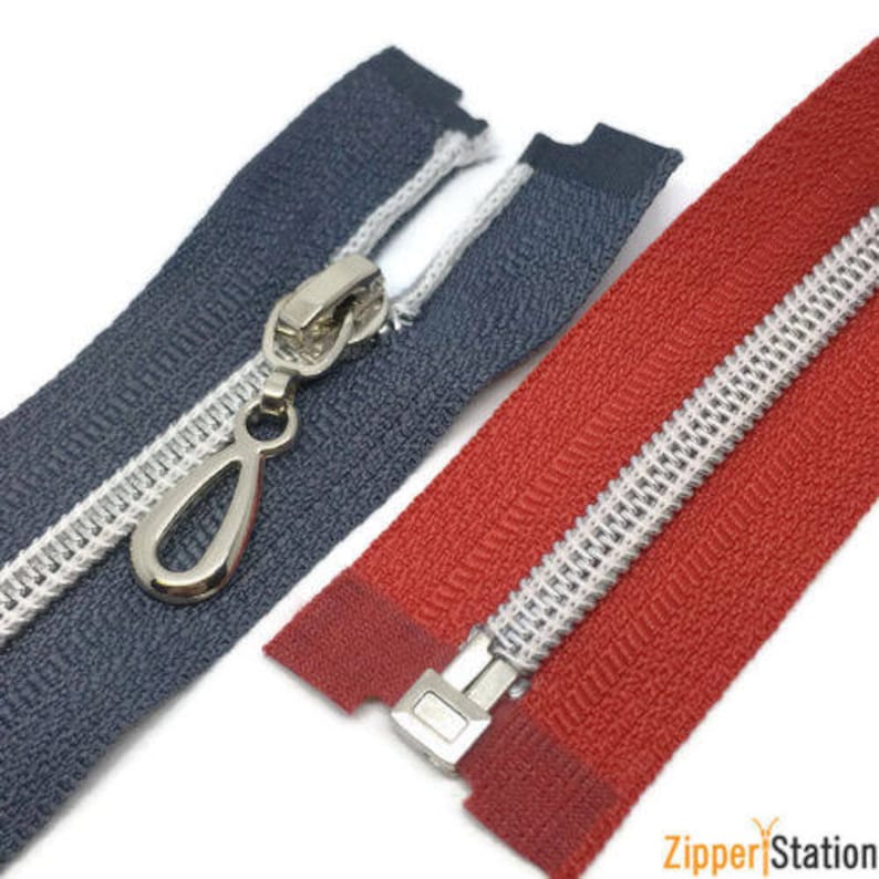 Decorative Nylon Open End Zip with SILVER Coil Teeth | Etsy