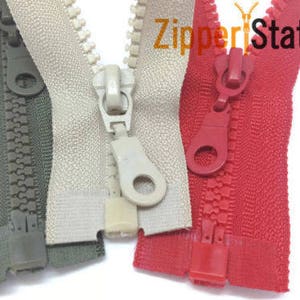 Chunky Open Ended Zip Plastic Teeth - Choice of 23 Colours & 11 Zipper ...