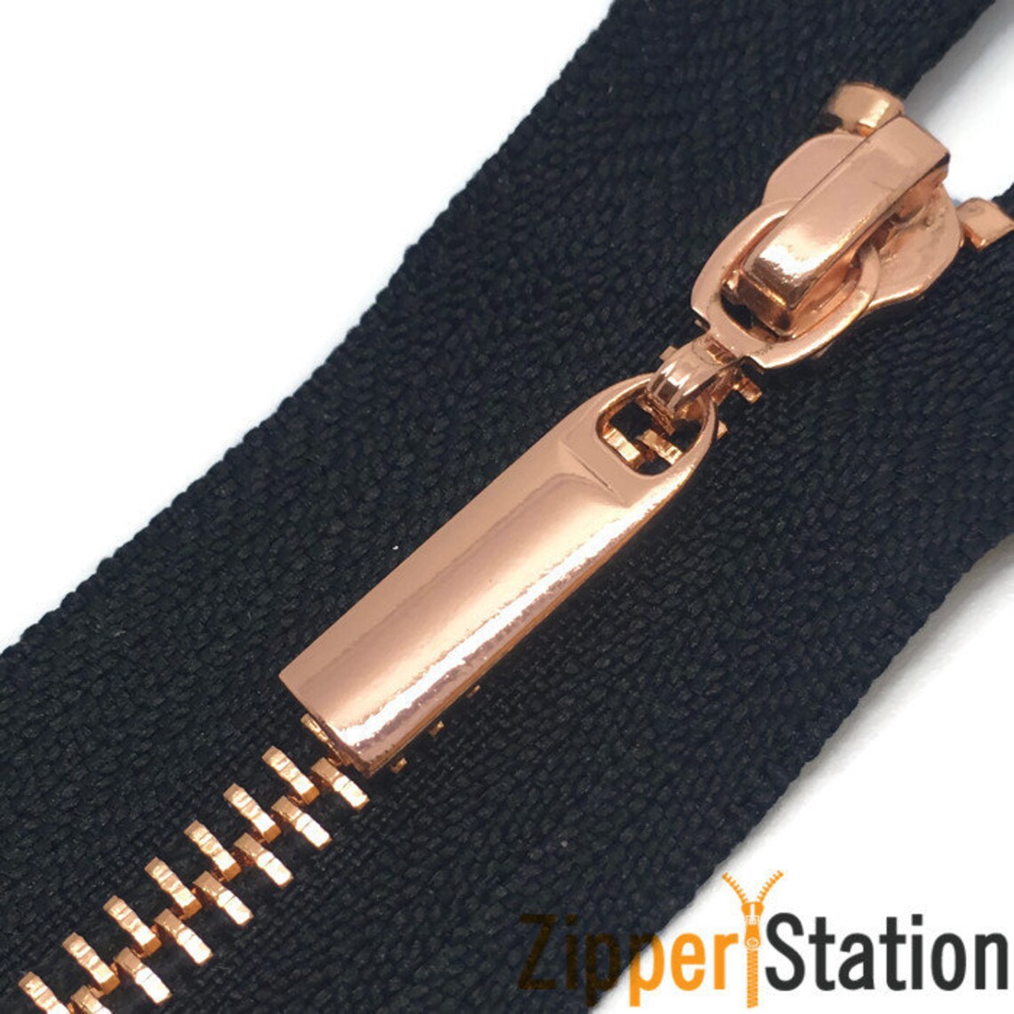 Metal Polished ROSE GOLD Teeth Zips No 3 Weight Zip Open End | Etsy UK