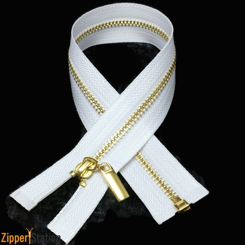 White 3 Open End Metal Zips Gun Metal Silver Gold Rose | Etsy