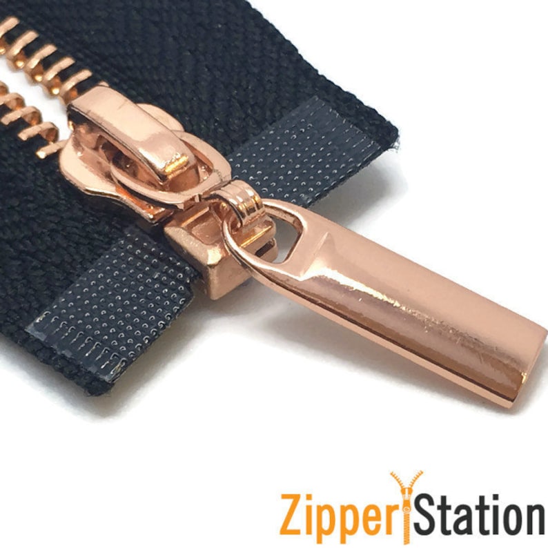 Metal Polished ROSE GOLD Teeth Zips No 3 Weight Zip - Open End (3RGOE ...