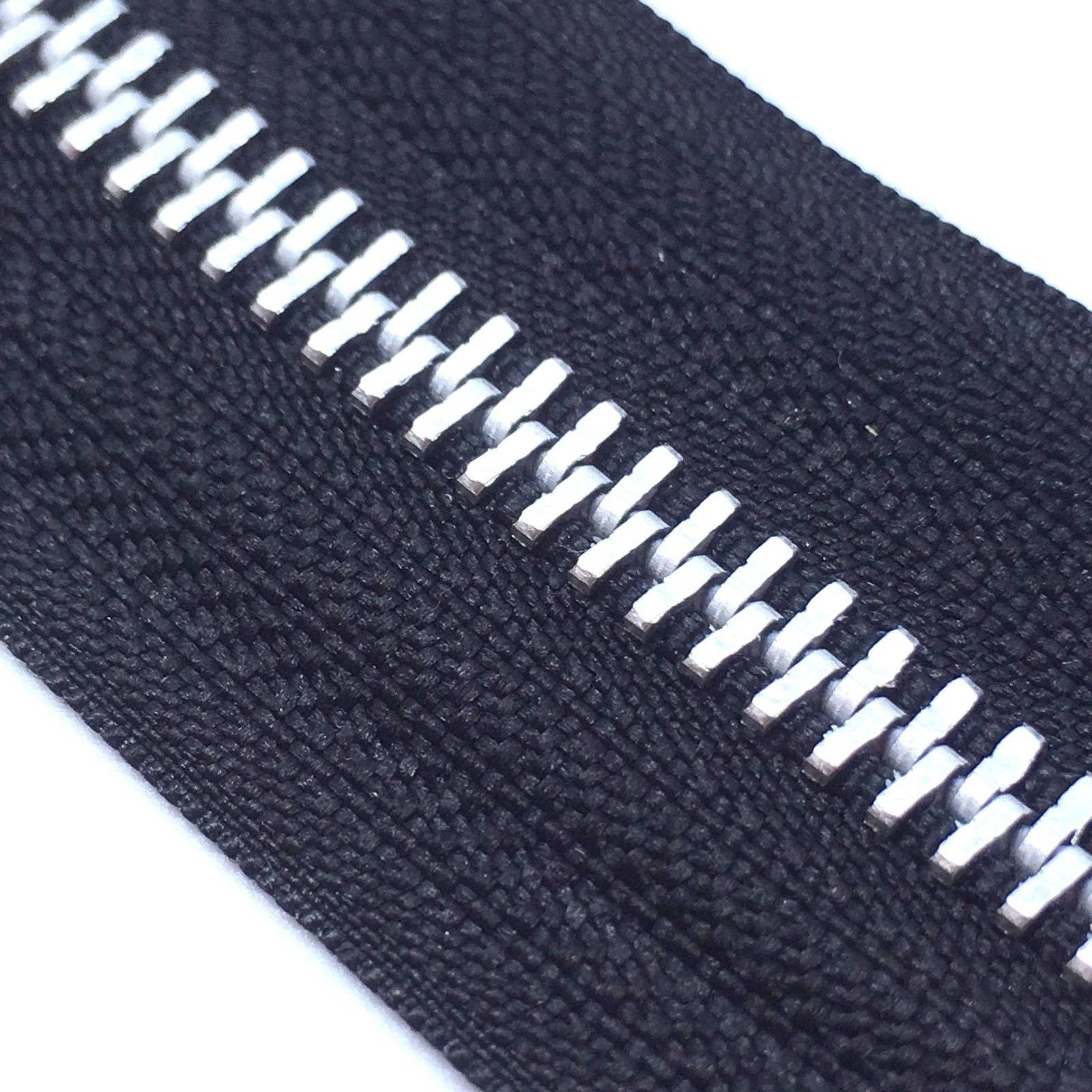 No5 CLOSED END Metal Polished Silver Teeth Zips. Black Zip - Etsy UK