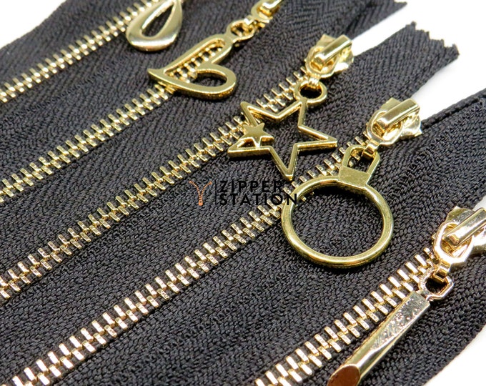 Heavy Duty No 8 Polished Gold Teeth Zip Metal Closed End Zipper PG8CE ...