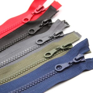 Chunky Open Ended Zip Plastic Teeth - Choice of 23 Colours & 11 Zipper ...