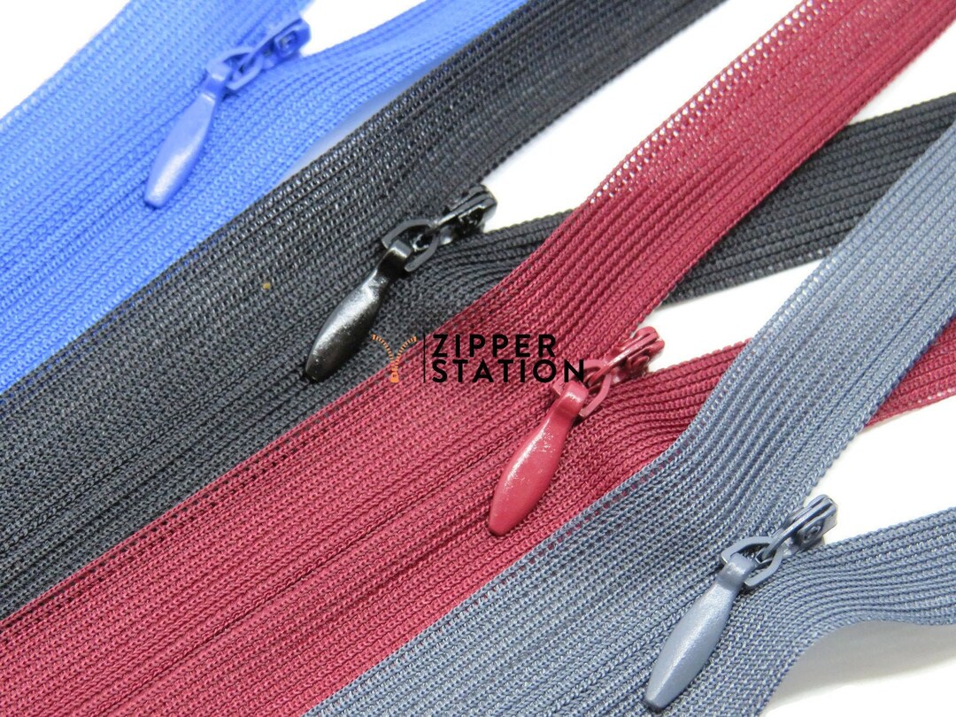 Zips For Cushions 3 X Invisible Zips | Black, 24 Inch / 60cm | Closed ...