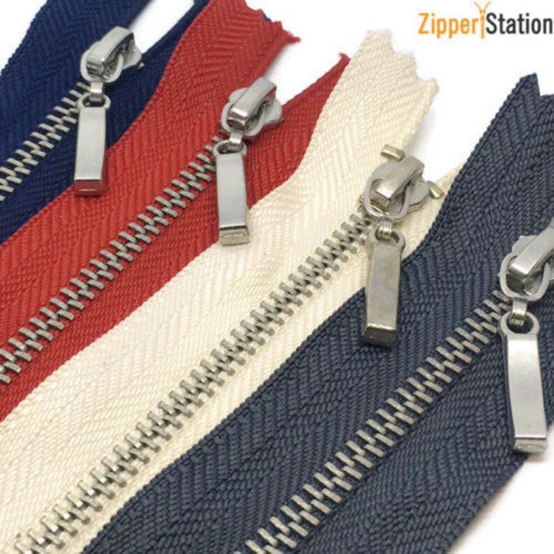 Closed End Metal Chrome Silver Teeth Zips - No 3 Weight Zipper (CR3CE ...