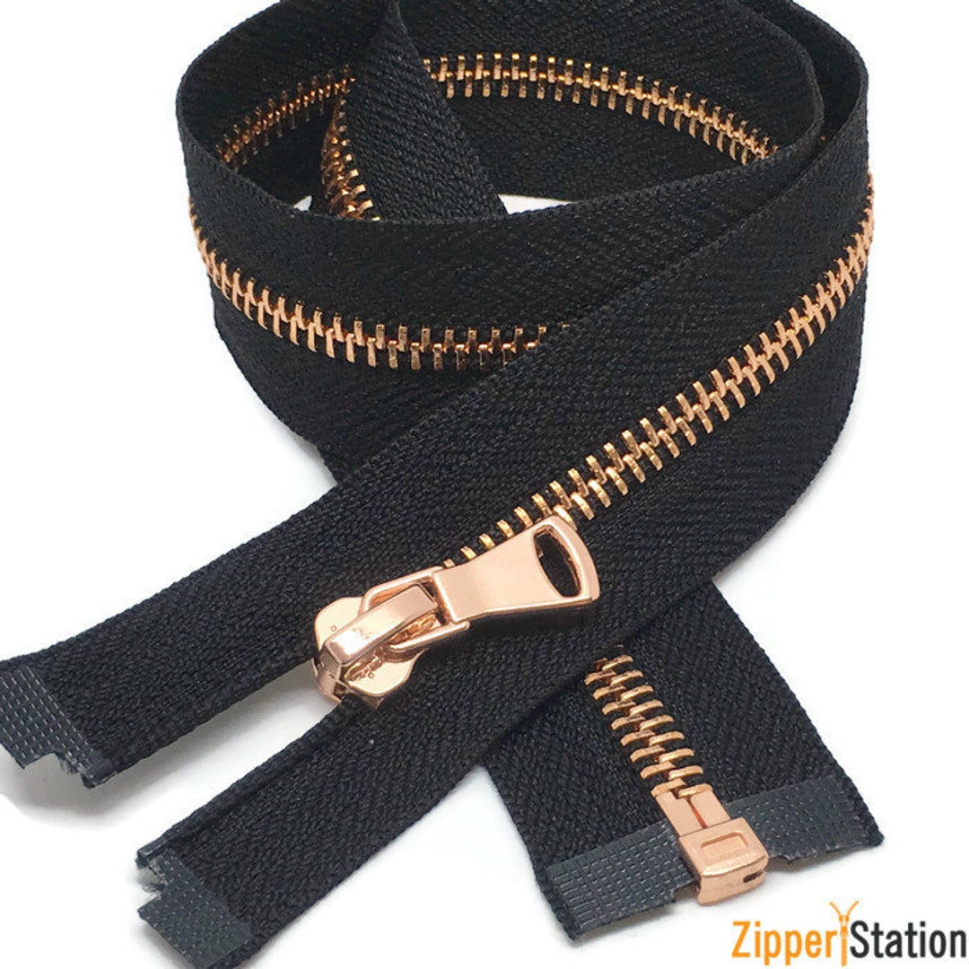 ROSE GOLD Open End Metal Polished Teeth Zips No 5 Weight Zip RG5OE - Etsy