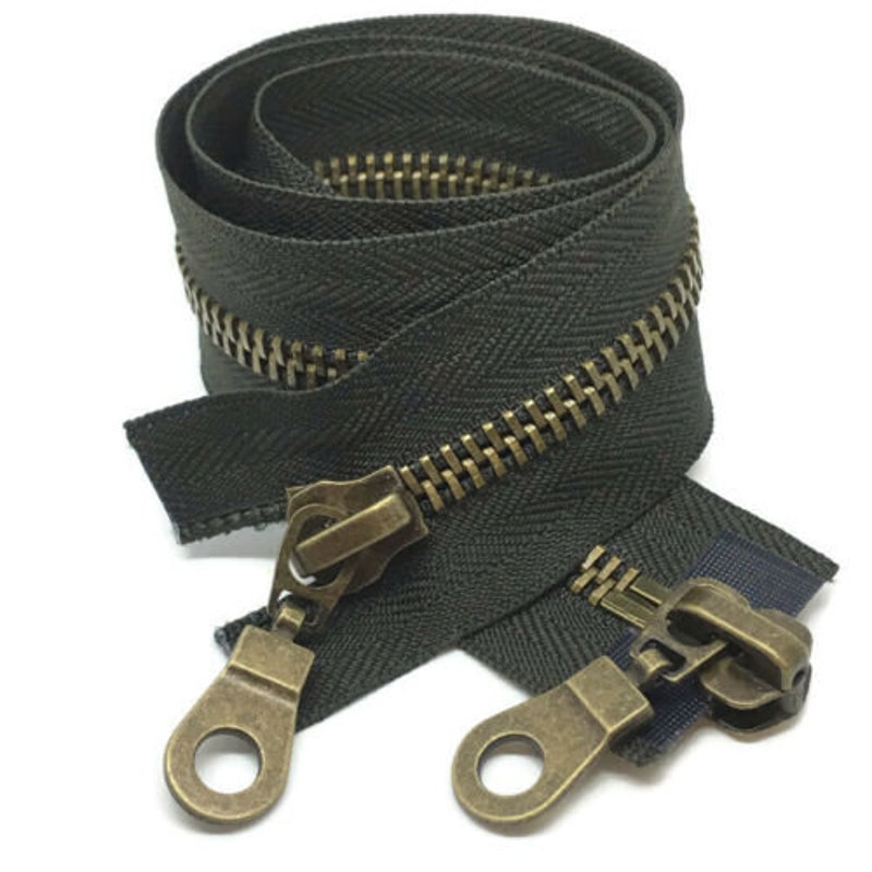 Antique Brass Brown Zip - Etsy UK