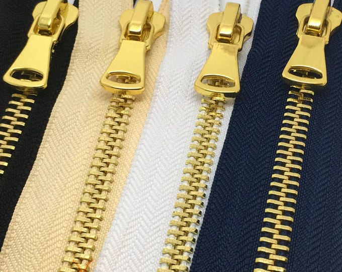 Heavy Duty No8 Polished Gold Teeth Zip/metal Open End Zipper (PG8OE ...