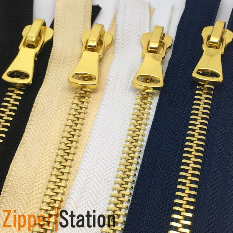 Heavy Duty No8 Polished Gold Teeth Zip/metal Open End Zipper (PG8OE ...