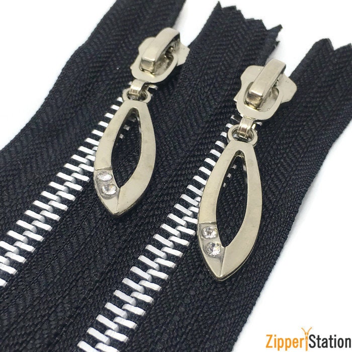 No5 CLOSED END Metal Polished Silver Teeth Zips. Black Zip - Etsy UK