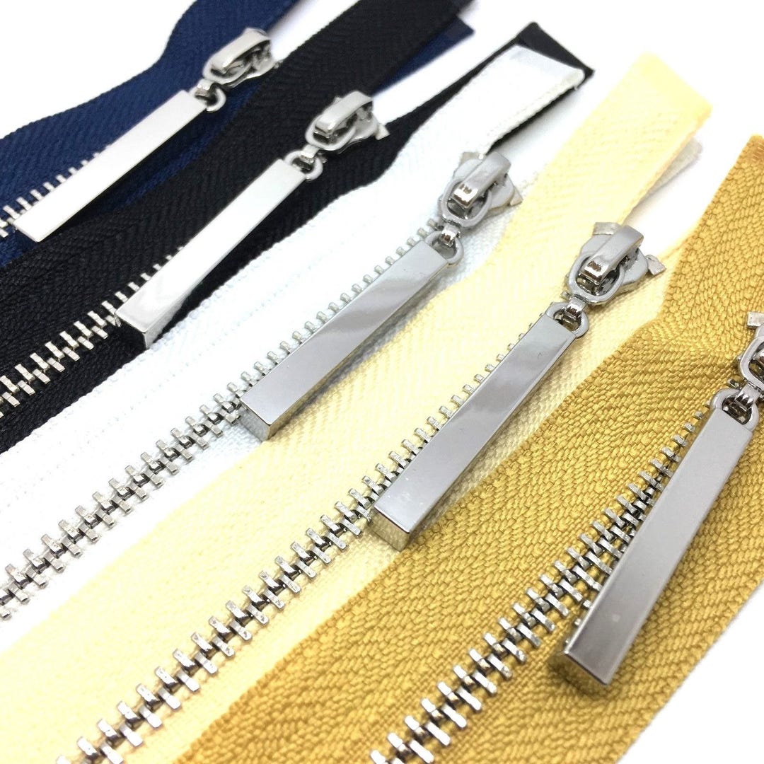 OPEN END Metal Polished Silver Teeth Zips No 3 Weight Zipper PS3OE - Etsy