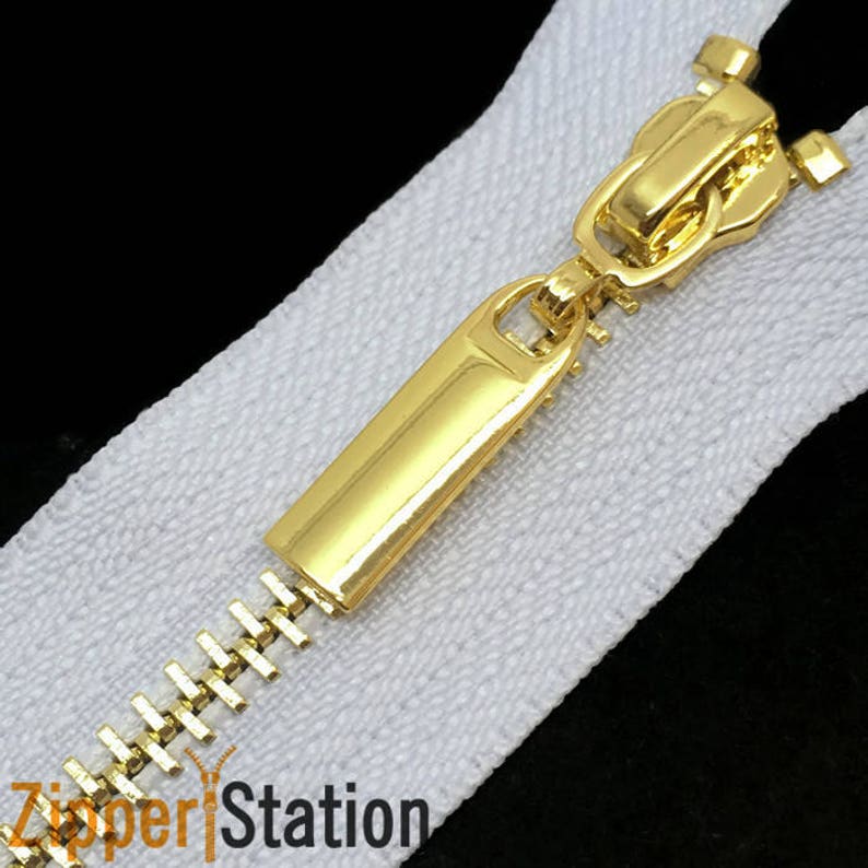 OPEN END Metal Polished Gold Teeth Zips No 3 Weight Zip | Etsy