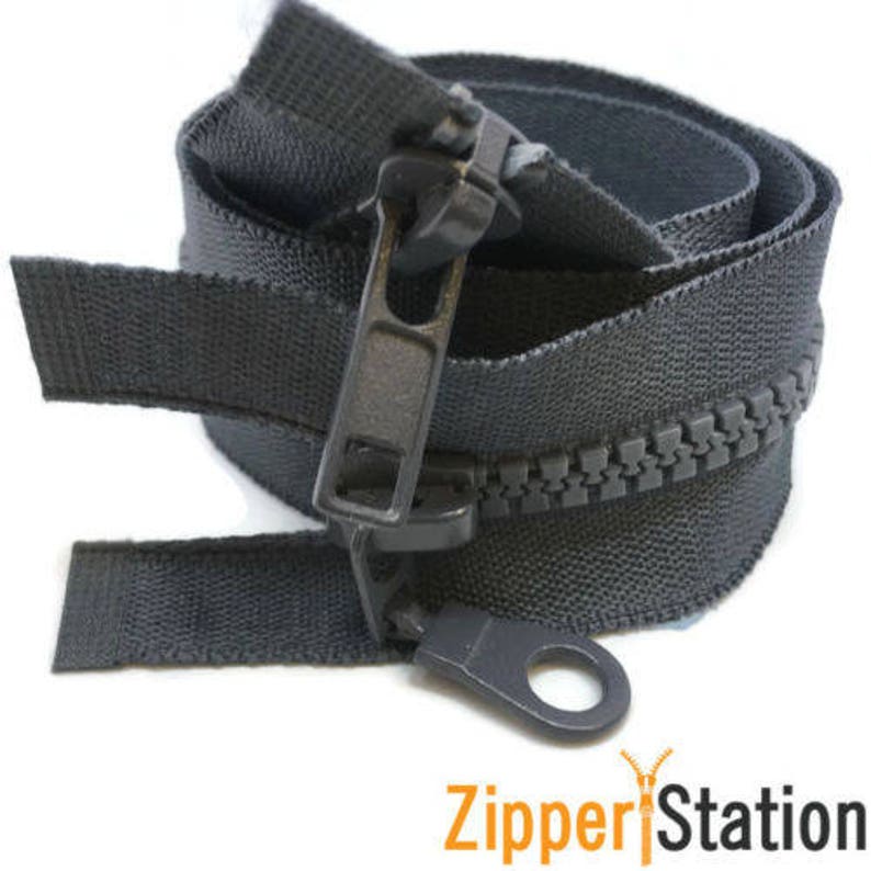 2 Way Chunky Open Ended Zip Zippers Plastic Teeth Black - Etsy