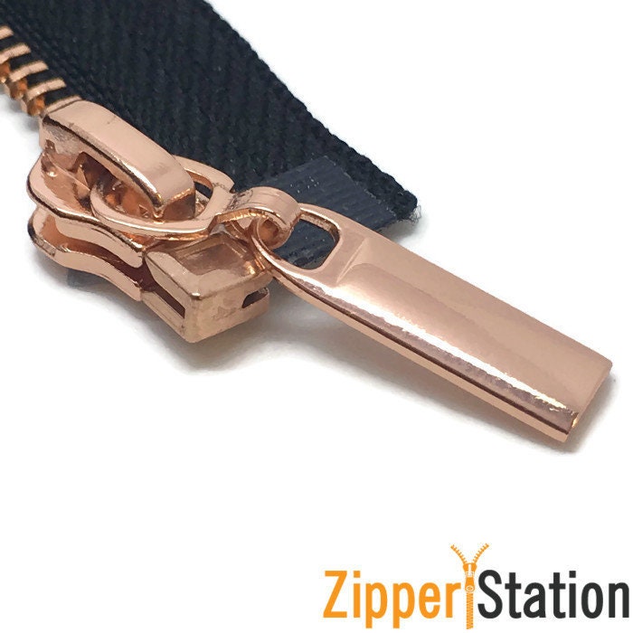 Metal Polished ROSE GOLD Teeth Zips No 3 Weight Zip - Open End (3RGOE ...
