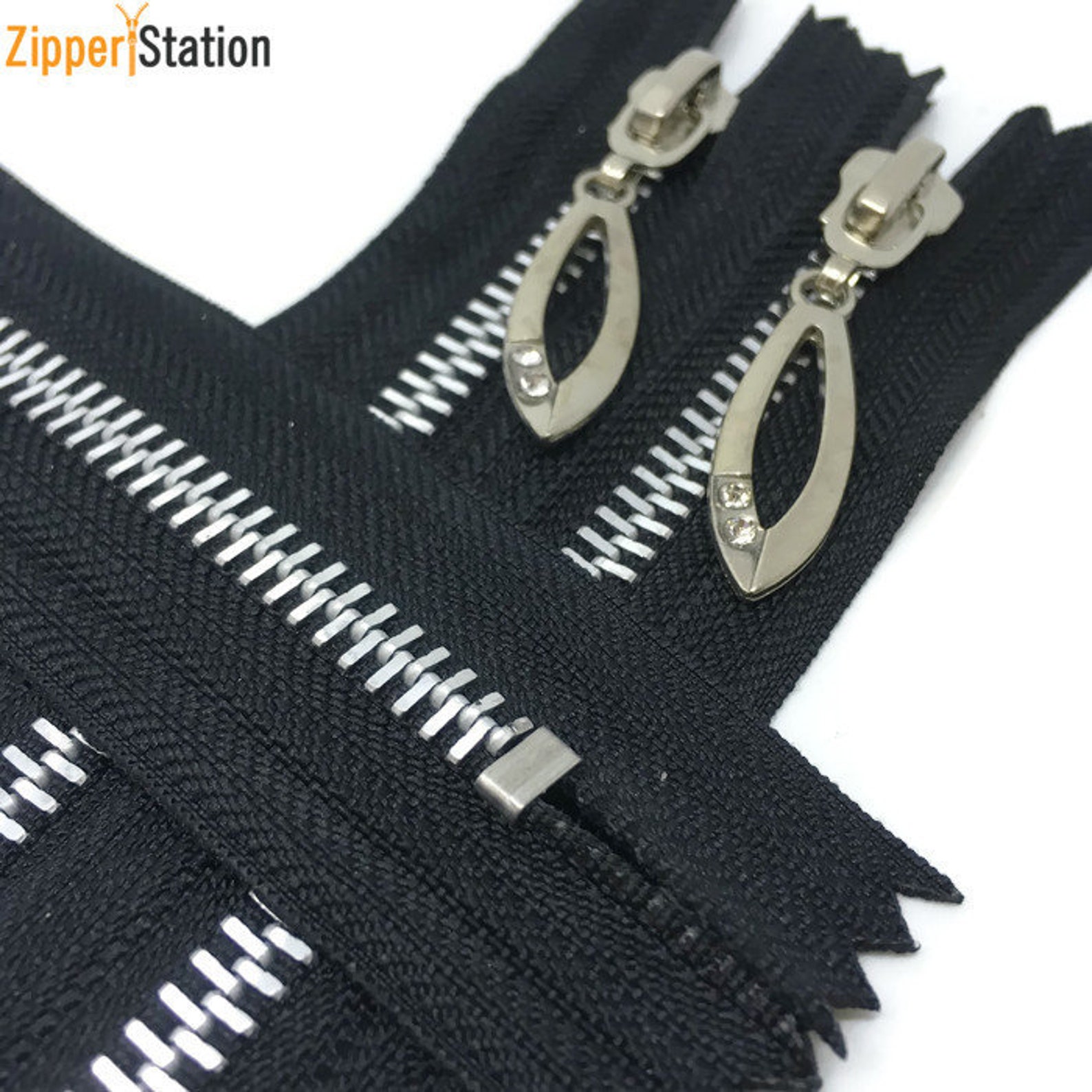 No5 CLOSED END Metal Polished Silver Teeth Zips. Black Zip - Etsy UK