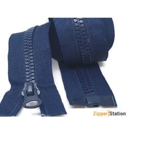 No 8 Chunky Open Ended Zip Plastic Teeth Heavy Duty 8 Zipper, Black ...