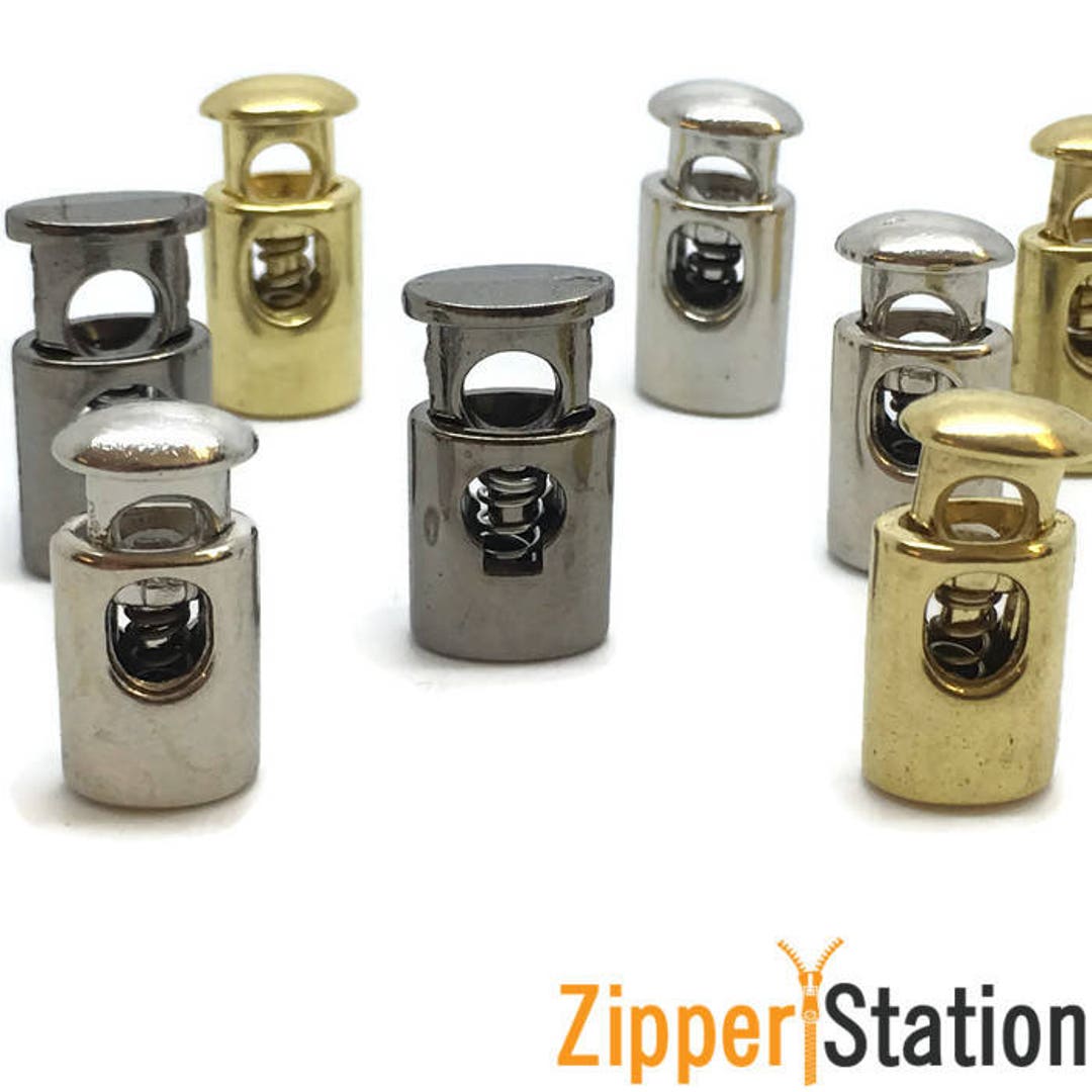 METAL Cord Locks With Spring - Stopper Toggle Lock Ends - Gold, Silver ...