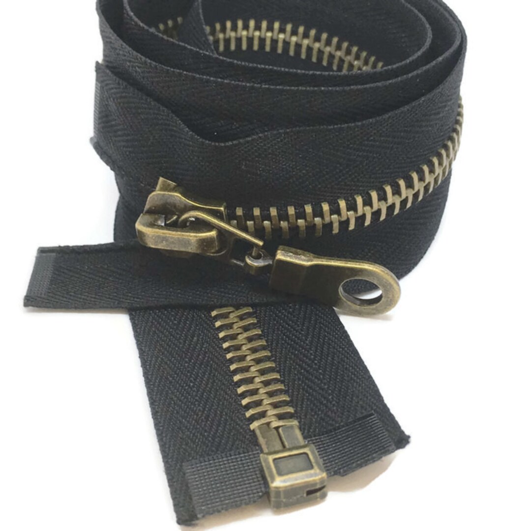 No8 HEAVY DUTY Antique Brass Metal Zips - Black, Brown, Green and Grey ...