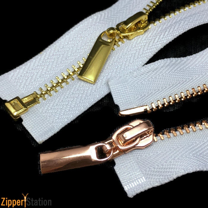 White #3 Open End Metal Zips - Gun Metal, Silver, Gold, Rose Gold, N3 ...