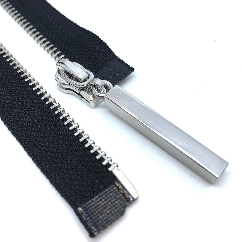 OPEN END Metal Polished Silver Teeth Zips No 3 Weight Zipper - (PS3OE ...